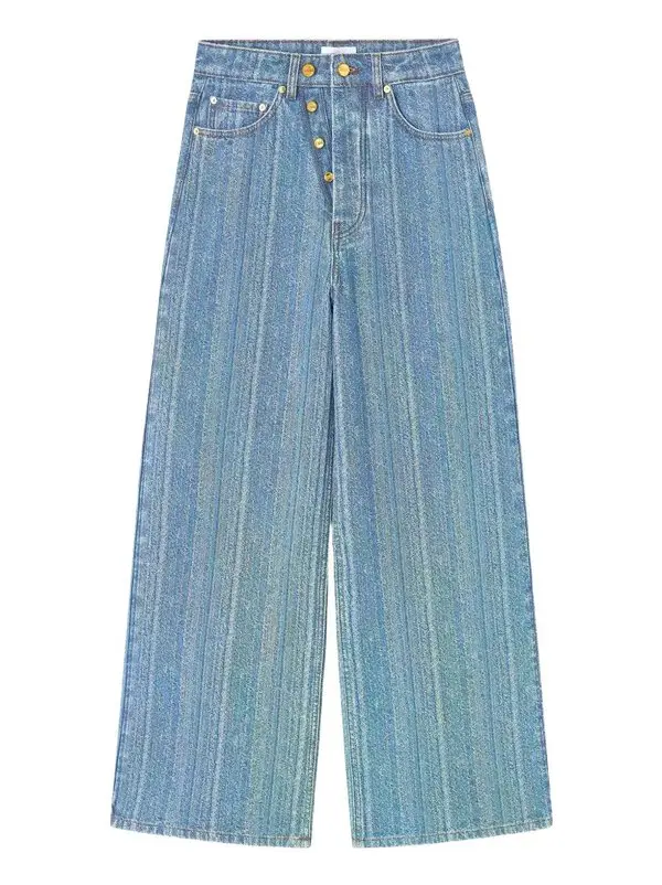 GANNI Horizontal-pattern Deconstructed Jeans - Blue