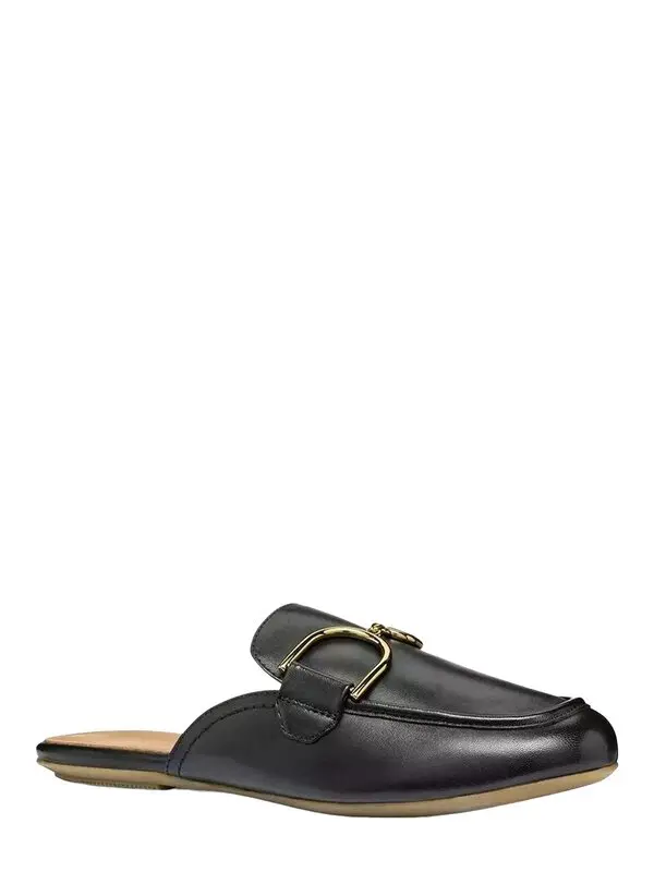 Geox Leather Flat Mules - Black