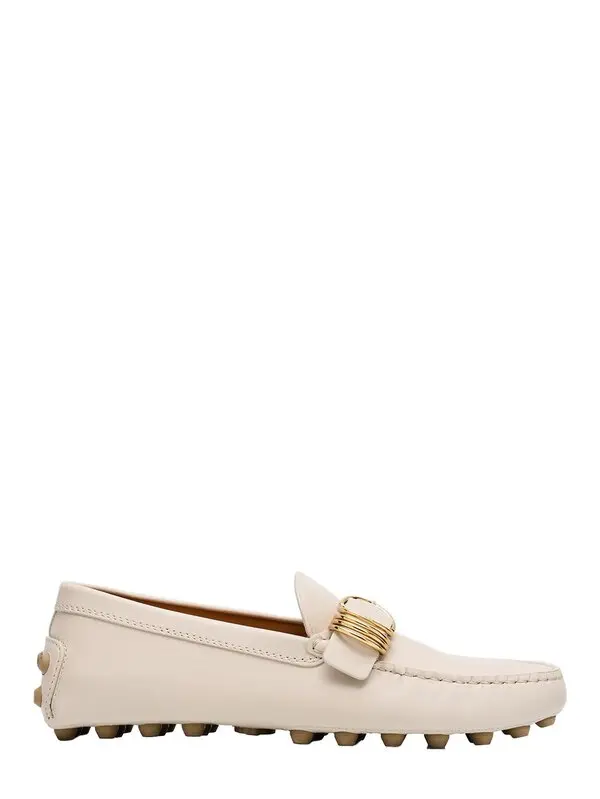 TOD'S Gommino Macro Leather Drivers - Cream