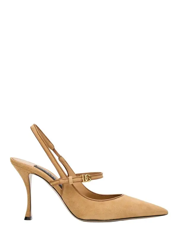 Dolce & Gabbana Suede Mary Jane Slingback Pumps - Beige Cammello