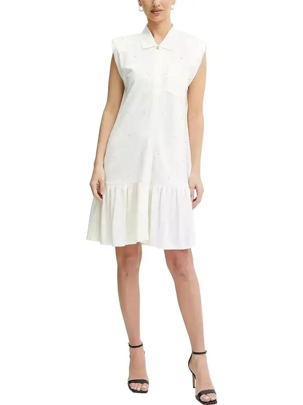 Liu Jo Embellished Ruffle Dress - White