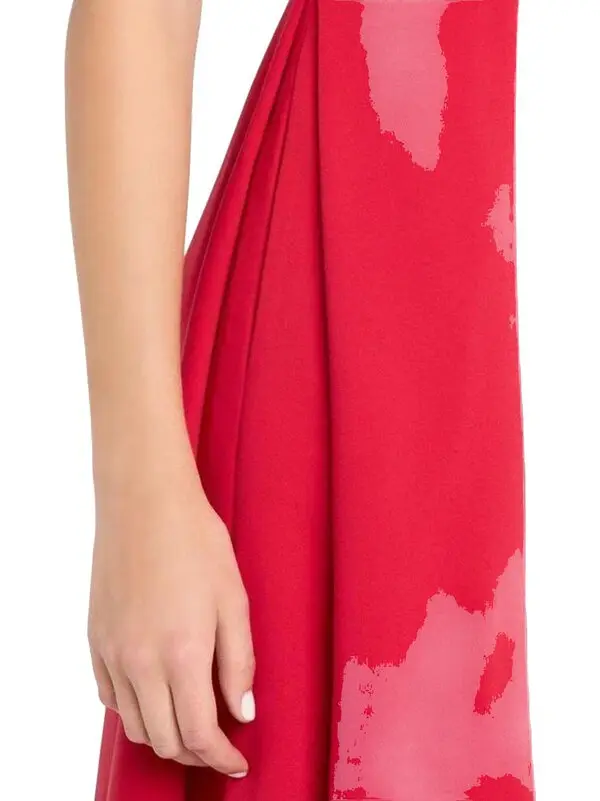 Emporio Armani Sleeveless Pleated Techno Cady Midi Dress - Red