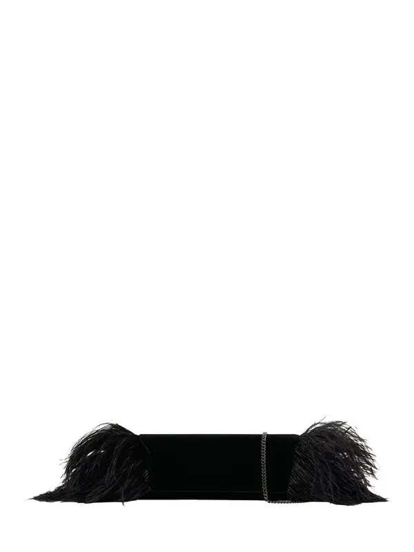 Akris Anouk Clutch Bag With Feather Trim - Black