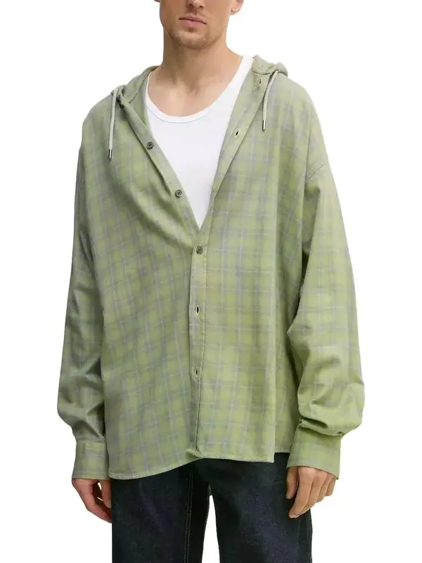 DIESEL Check-pattern Hooded Shirt - Green