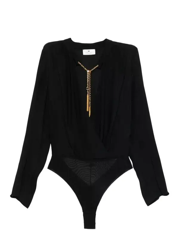 Elisabetta Franchi Embellished Blouse Bodysuit - Black