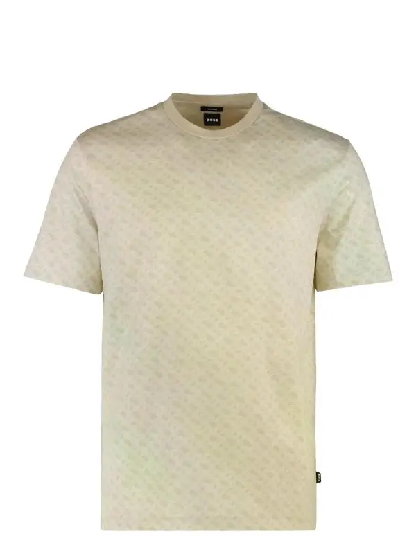 BOSS Logo-print Crew-neck T-shirt - Neutrals