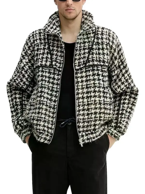 IRO PARIS Houndstooth Zip-front Jacket - Black