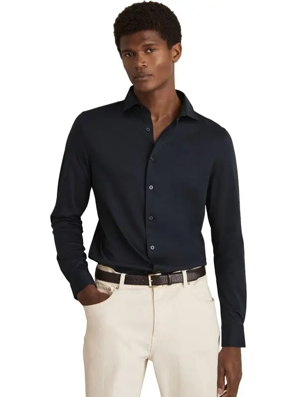 REISS Duke Air-water Cotton Slim-fit Shirt - Navy