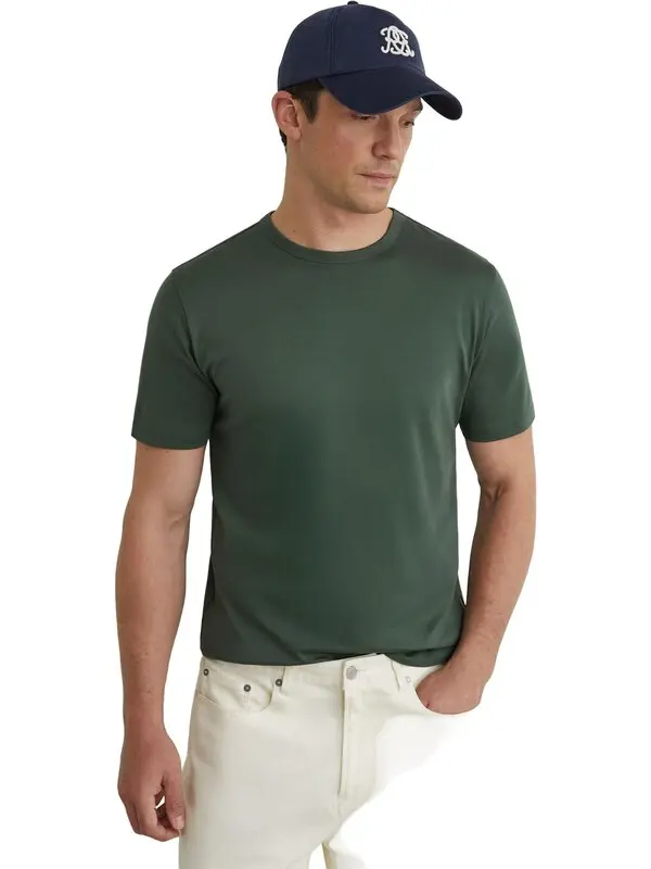REISS Count Air-water Cotton Tailored-fit T-shirt - Kale Green