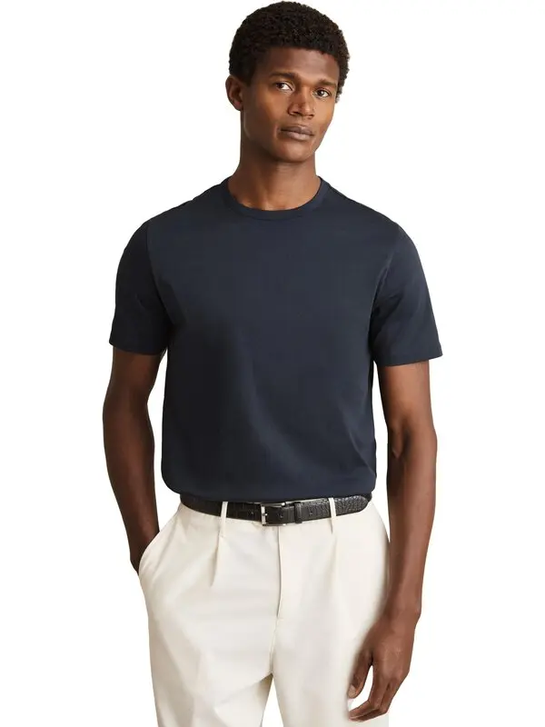 REISS Count Mercerised-cotton Tailored-fit T-shirt - Navy