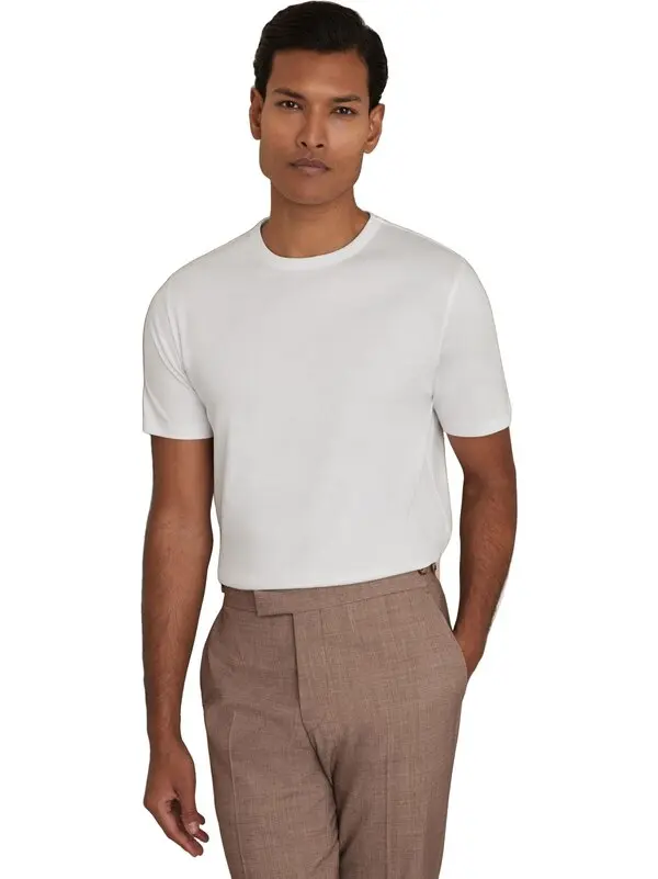 REISS Count Mercerised-cotton Tailored-fit T-shirt - White