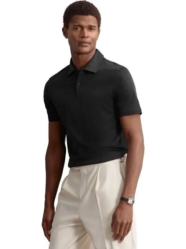 REISS Earl Air-water Cotton Polo Shirt - Black