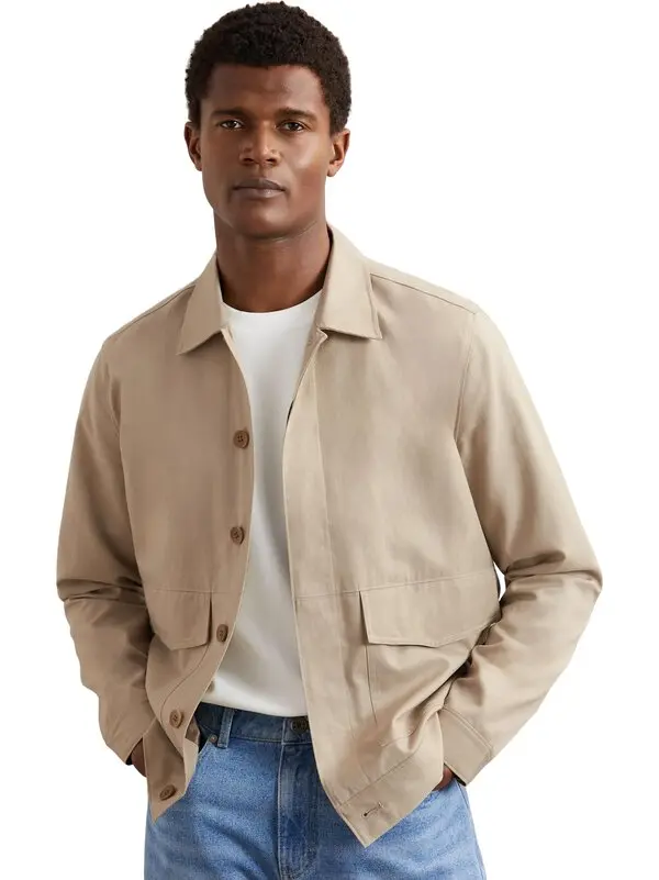 Paige Flap Pocket Worker Jacket - Beige