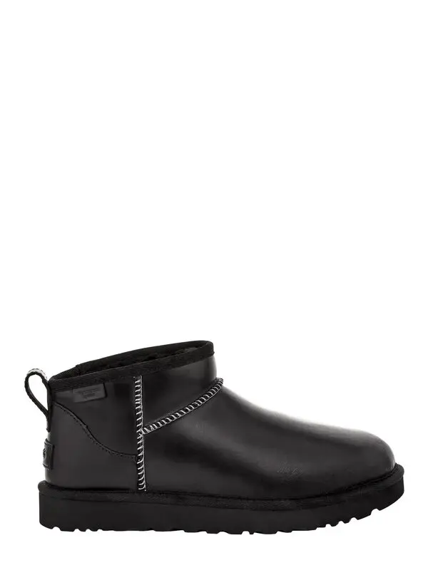 UGG Classic Ultra Mini Leather Regen Boots - Black