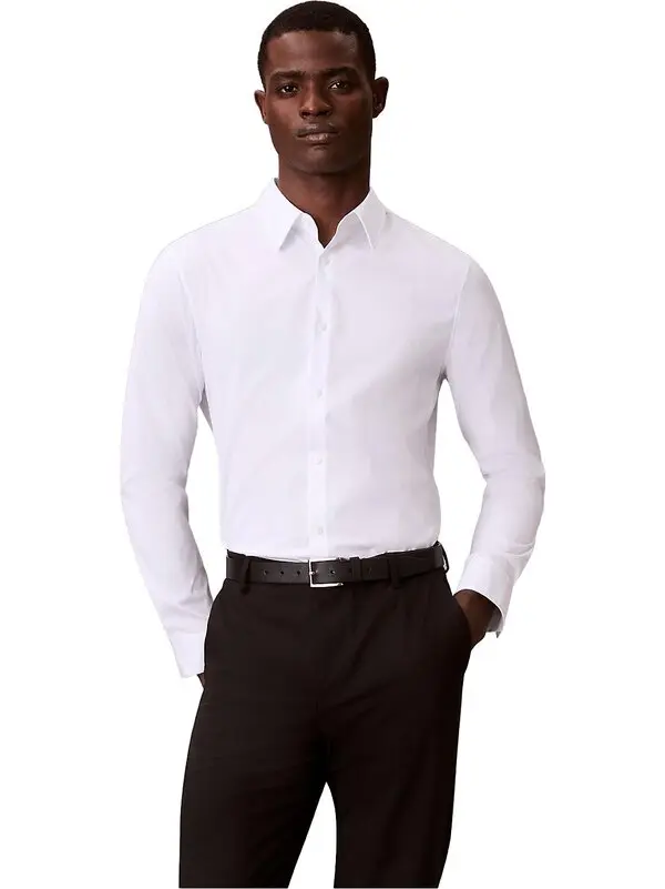 Calvin Klein Supima Stretch Cotton Slim Shirt - Brilliant White