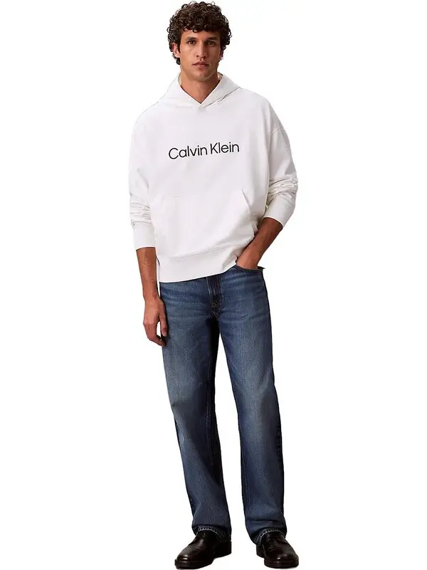 Calvin Klein Standard Logo Terry Hoodie - Bright White