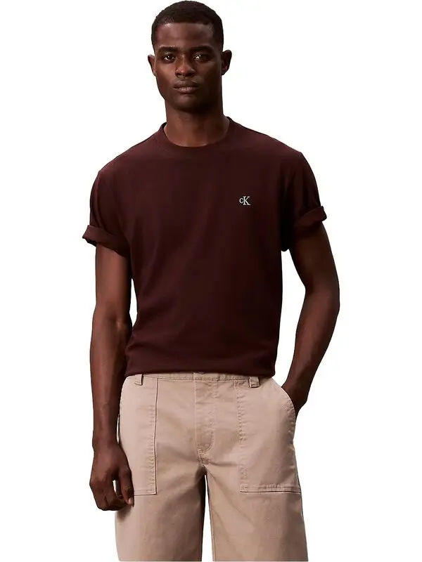 Calvin Klein Embroidered Monogram Relaxed T-shirt - Rich Brown