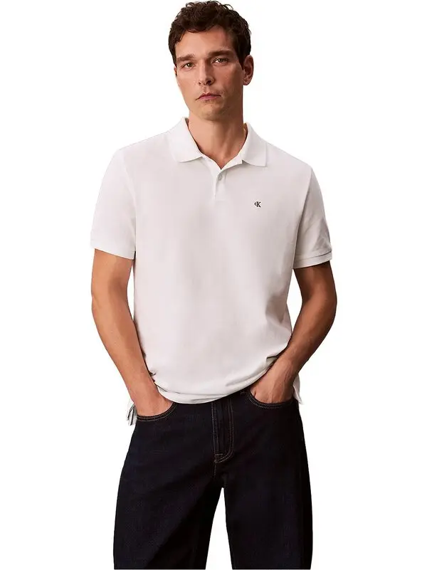 Calvin Klein Cotton Pique Classic Polo Shirt - Blanc De Blanc