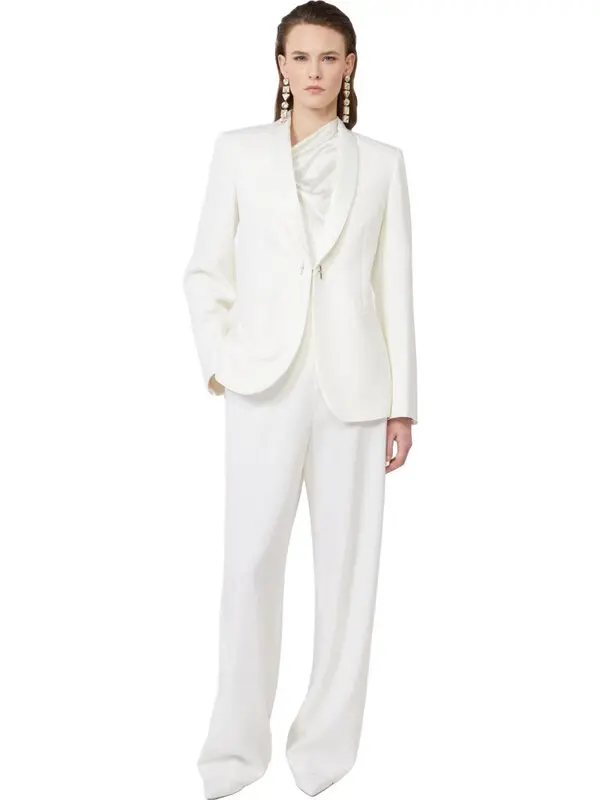 Max Mara Gabardine Wool Blazer - White