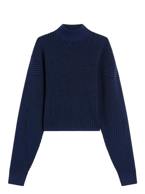 Max Mara 3d Jacquard Wool-blend Jumper - Midnightblue