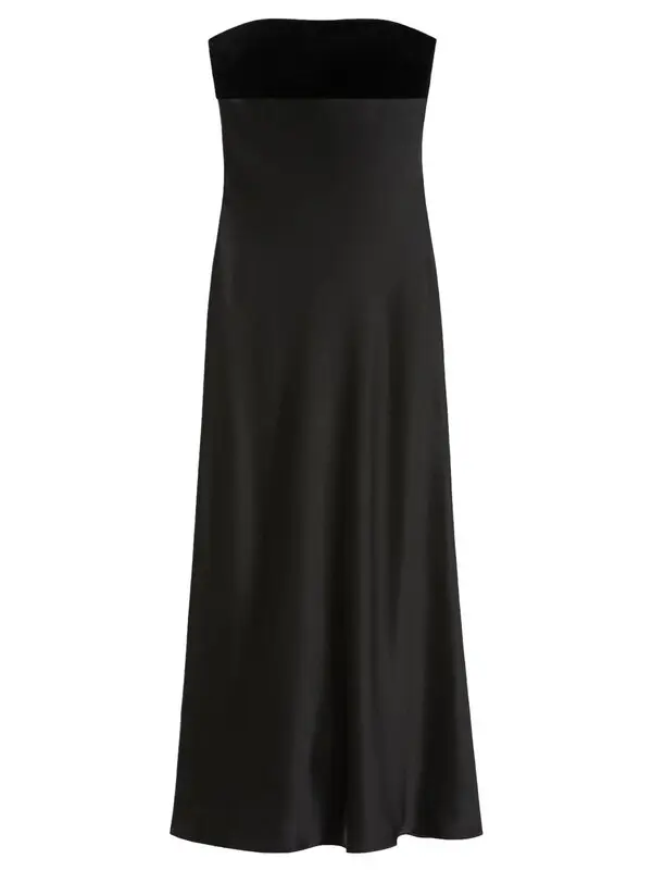 Max Mara Enver Satin And Velvet Bustier Gown - Black