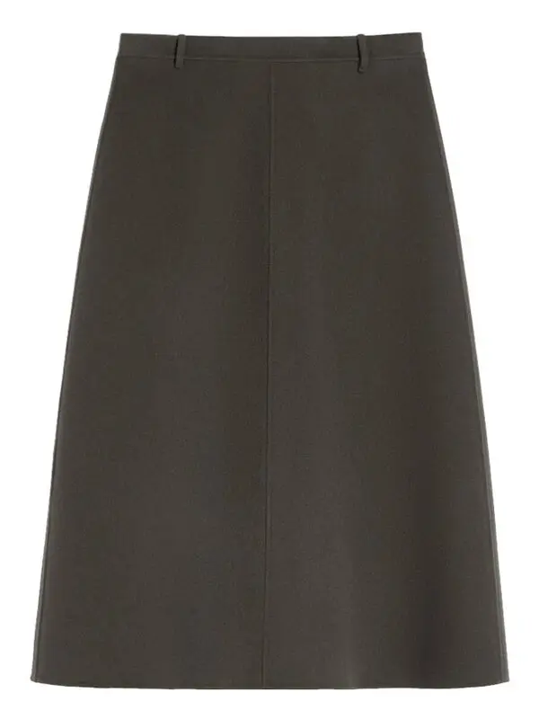 Max Mara Flared Wool Broadcloth Skirt - Green