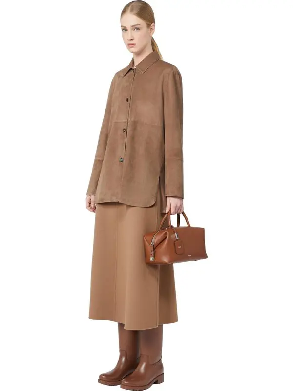 Max Mara Lambskin Suede Jacket - Brown