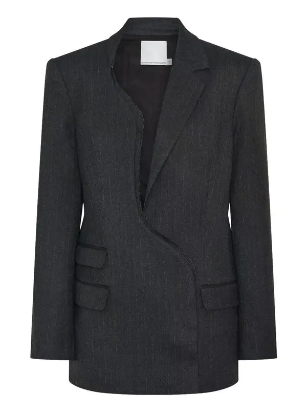 Christopher Esber Torrent Pinstripe Asymmetrical Blazer - Black