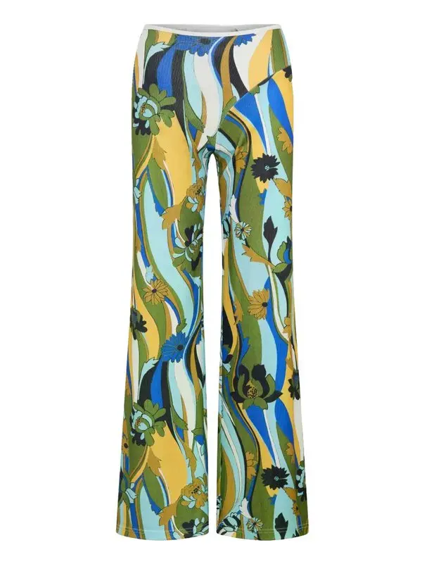 Christopher Esber Floral-print Ribbed Trousers - Green