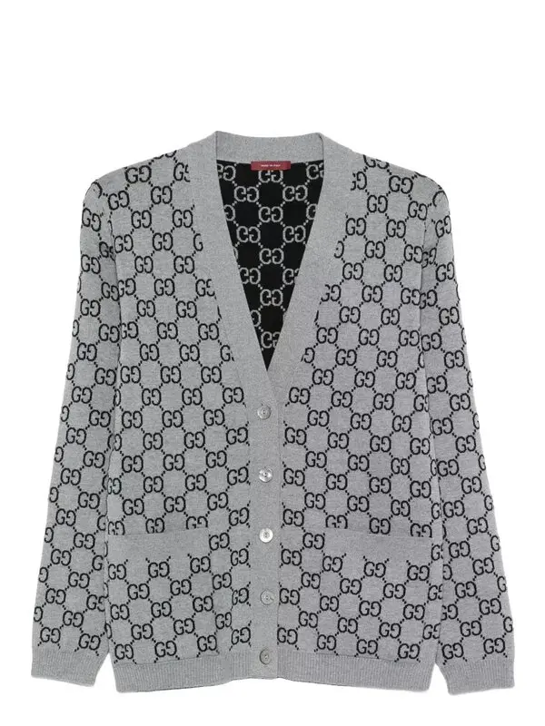 Gucci Gg-monogram Cardigan - Grey