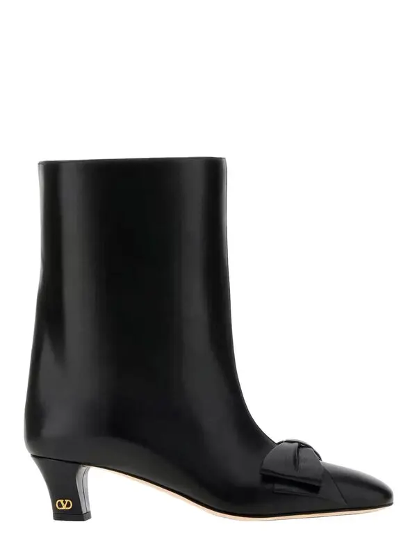 Valentino Garavani 50mm Bowow Leather Ankle Boots - Black