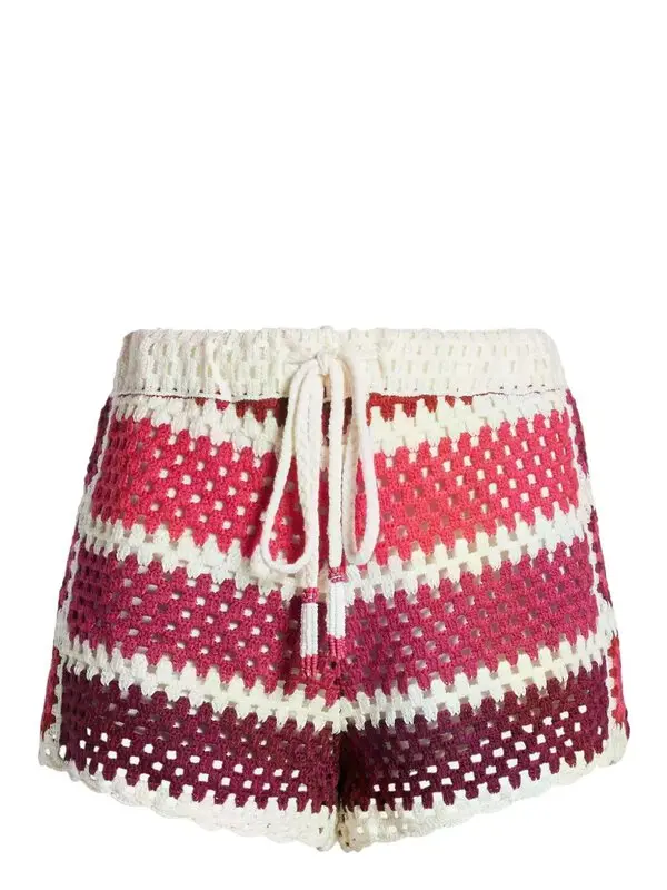 Farm Rio Striped Crochet Shorts - White