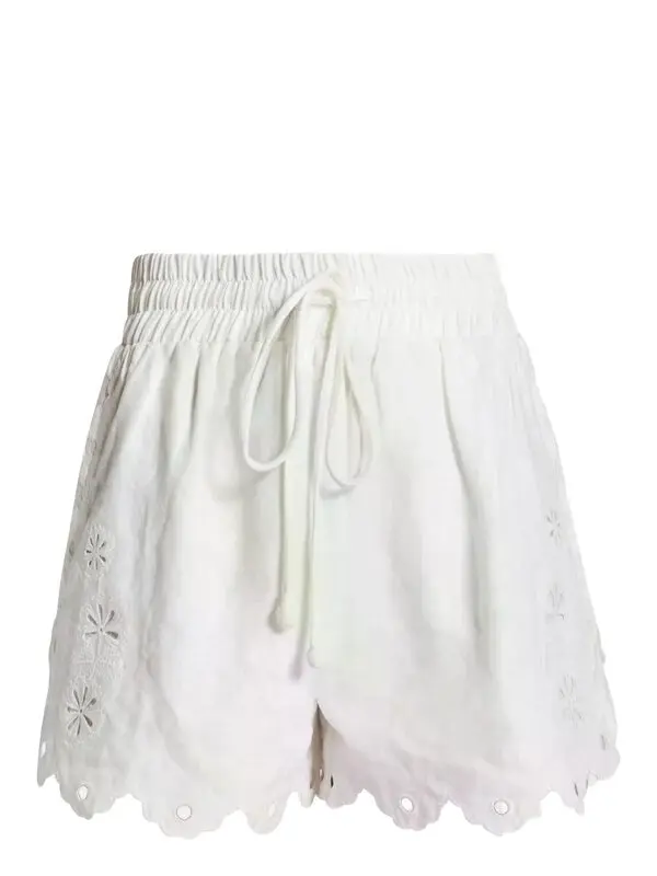 Farm Rio Eyelet-embroidered Linen Shorts - White