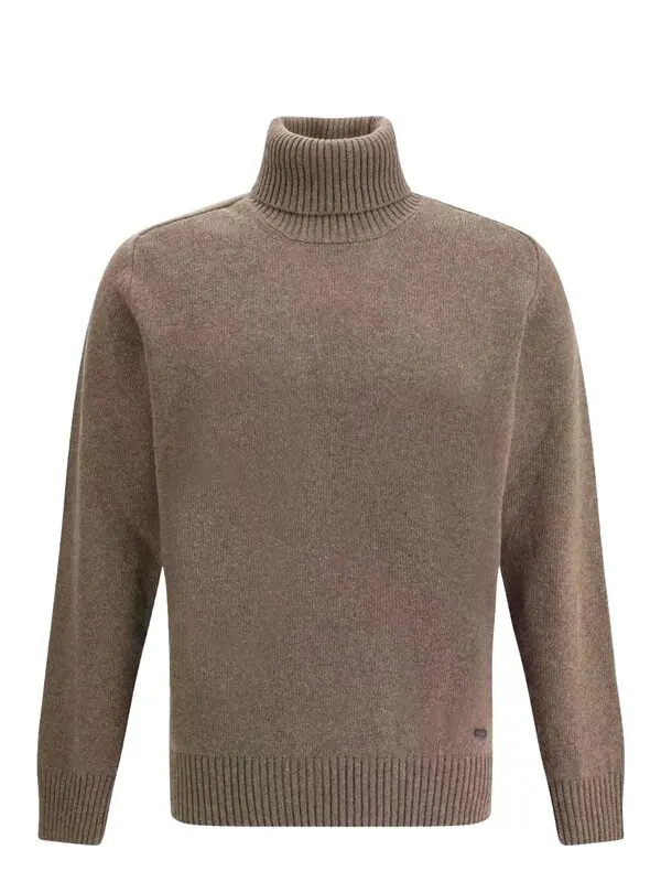 BROOKSFIELD Turtleneck Ribbed Sweater - Brown