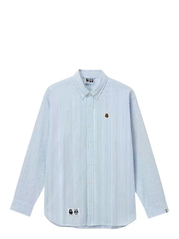 FINGERCROXX Logo-patch Striped Shirt - Blue