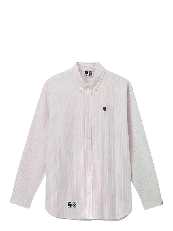 FINGERCROXX Striped-embroidered Shirt - Pink