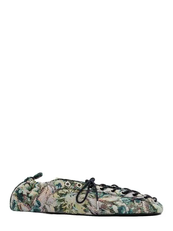 GANNI Tapestry Eyelet Lace-up Ballerinas - Multicolour