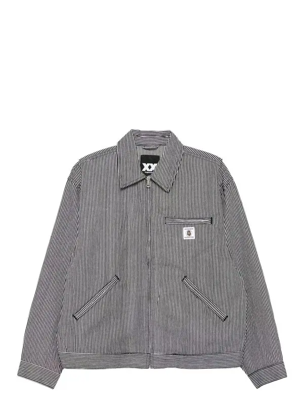 FINGERCROXX Striped Denim Jacket - Black