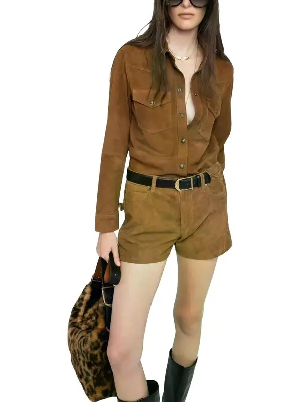 Zadig&Voltaire Suede Button-down Shirt - Brown