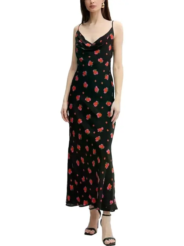 Bardot Floral-print Midi Dress - Black