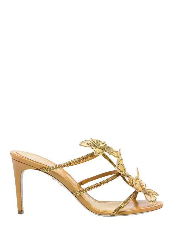 Rene Caovilla 80mm Peach-flower Sandals - Brown