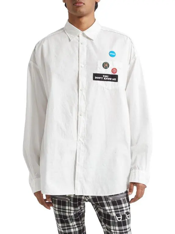 UNDERCOVERISM Embroidered Patch Button-up Shirt - White