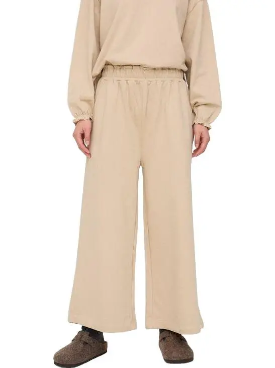 TURTLEDOVE LONDON Organic Cotton Wide Leg Trousers - Stone