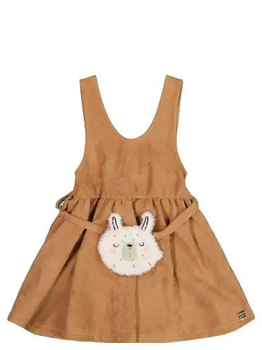 DEUX PAR DEUX Stretch Suede Dress With Removable Llama Bag - Light Pecan Brown