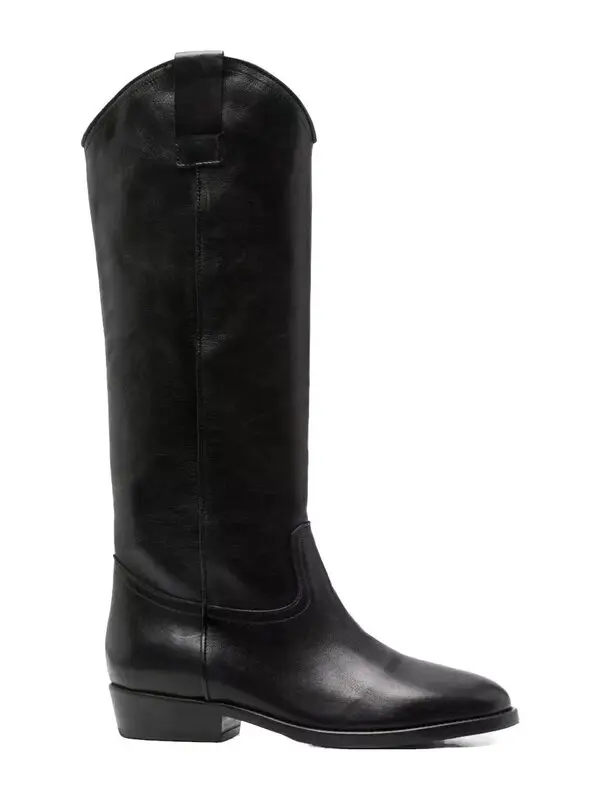 CURIOSITÈ 30mm Leather Knee-high Boots - Black