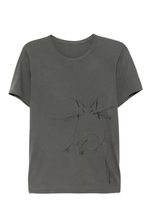 Y’s Animal Print Cotton T-shirt - Grey