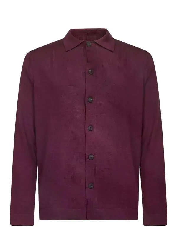 D4.0 Ribbed-collar Button Shirt - Purple