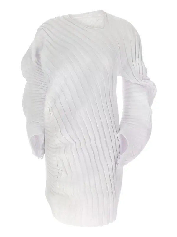 Issey Miyake Ribbed Asymmetrical Top - White