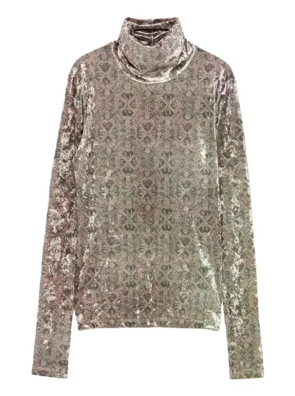PIERRE-LOUIS MASCIA Geometric-pattern Velvet Top - Neutrals