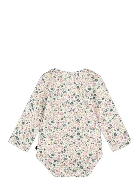 DEUX PAR DEUX Organic Cotton Long Sleeve Romper - Off-white Floral
